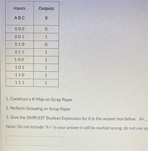 solved inputs outputs abc х 000 0 001 1 010 0 011 1 100 1