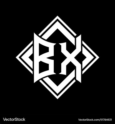 Bx Letter Logo Abstract Shield Shape With Square Vector Image