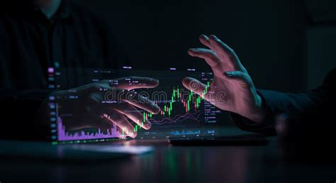 Analyzing Stock Market Data With Interactive Touchscreen Display Technology Stock Illustration