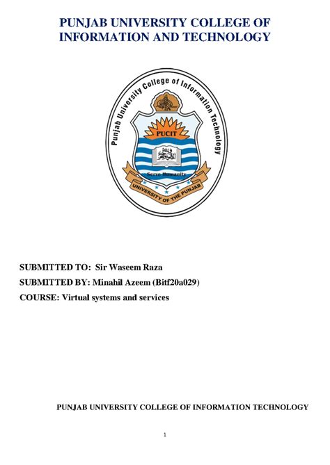 Bitf20a029 Vs A4 Punjab University College Of Information And Technology Submitted To Sir