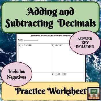 Adding And Subtracting Rational Numbers Worksheet Adding Decimals