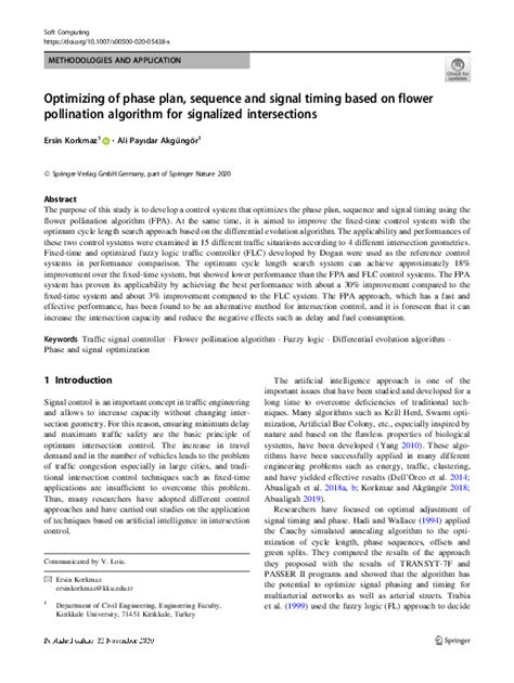 Pdf Optimizing Of Phase Plan Sequence And Signal Timing Based On