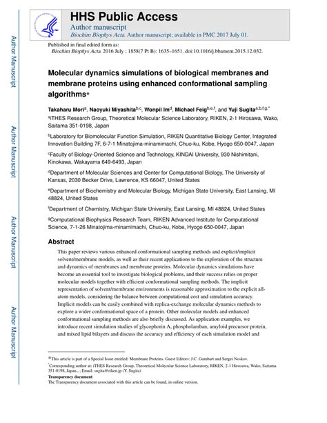 Pdf Molecular Dynamics Simulations Of Biological Membranes And