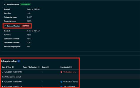 use data verification — relational migrator