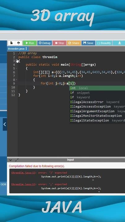 3d Array In Java Youtube