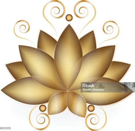 Golden Lotus Yoga Icon Symbol Vector Id Card Stock Illustration