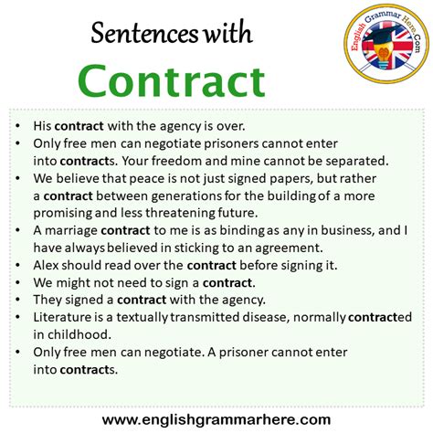 sentences with contract contract in a sentence in english sentences