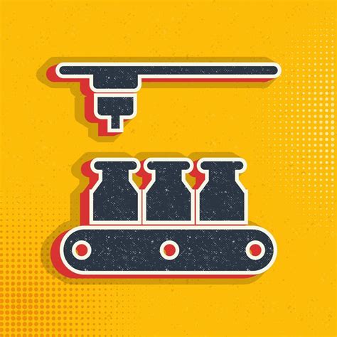 Mass Production Conveyor Pop Art Retro Icon Vector Illustration Of