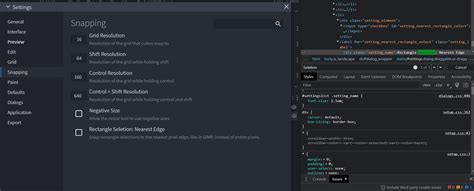 Issue Preferences Settings Snapping Rectangle Seletion