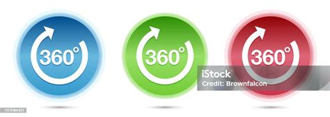 Vetores De 360 Graus Girar Ícone De Seta De Vidro Botões Redondos Conjunto Ilustração E Mais