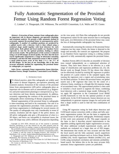 Pdf Fully Automatic Segmentation Of The Proximal Femur Fully