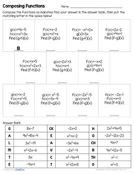 Composing Functions Matching Activity By ChalkDoc TPT