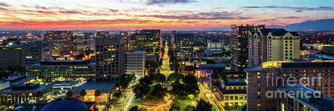San Jose Skyline Sunset Panorama Photo Photograph By Paul Velgos Fine