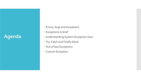 C Sharp Tutorial C Sharp Exception Ppt