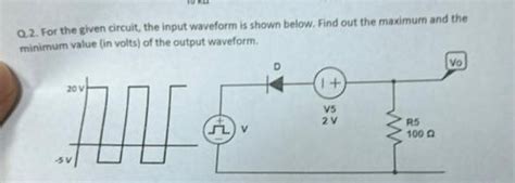 solved q 2 for the given circuit the input waveform is shown below