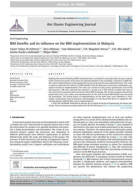 Pdf Bim Benefits And Its Influence On The Bim Implementation In Malaysia