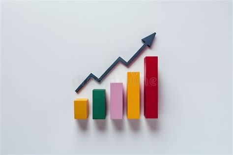 Simple And Colorful Bar Graph With Zigzag Trend Line On White Background Stock Illustration