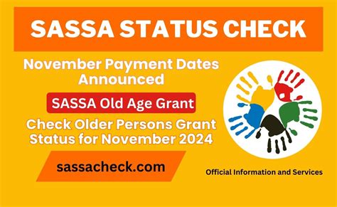 SASSA Status For Old Age Grant Payment Dates Starting November