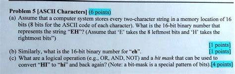solved problem 5 [ascii characters] 6 points a assume that a