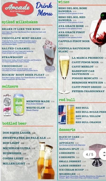 Online Menu Of Arcade Restaurant Restaurant Memphis Tennessee 38103