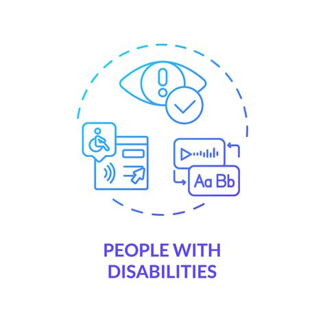 2d People With Disabilities Thin Line Gradient Icon Concept Isolated