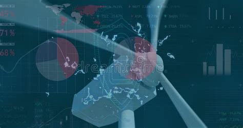 animation of graphs charts with data processing on digital interface