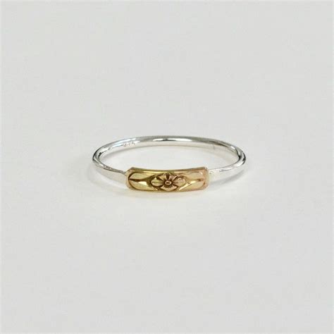 Gold Pansy Ring Mixed Metal Sterling Silver Flower Ring Etsy