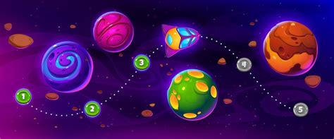 Space Game Ui Level Map With Shuttle Flying Sky 13134029 Vector Art At