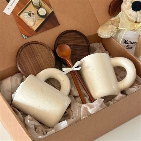 해피프레 머그컵세트 답례품 신혼부부컵 집들이선물 귀여운 뭉툭머그 위시버킷