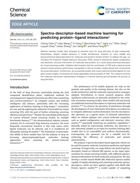 Pdf Spectra Descriptor Based Machine Learning For Predicting Proteinligand Interactions