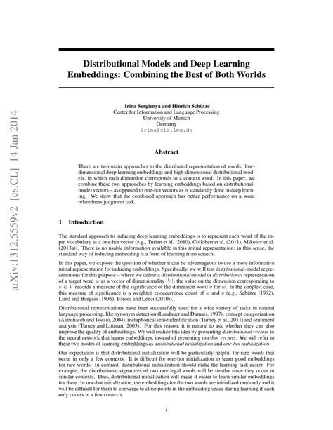 Pdf Distributional Models And Deep Learning Embeddings Combining The Best Of Both Worlds