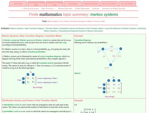 finite mathematics and applied calculus topic summaries markov systems website for 9th 10th