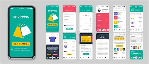 Premium Vector Shopping Mobile App Screens Set For Web Templates Pack