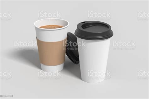 흰색 종이 컵 두 개가 흰색 배경에 검은 뚜껑을 모의 다정합니다 오픈 및 폐쇄 일회용 컵 검은색에 대한 스톡 사진 및 기타 이미지 Istock