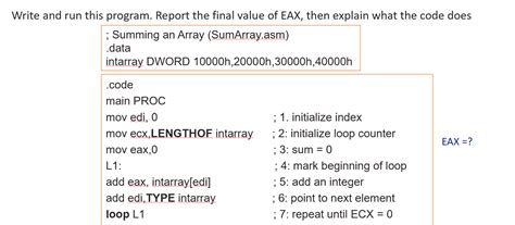 Solved Is Program Report The Final Value Of Eax Then