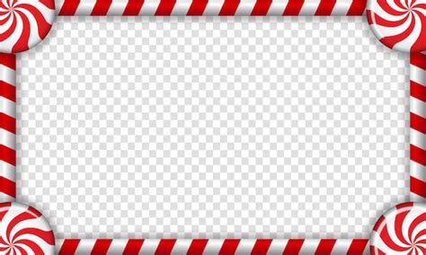 Premium Vector Rectangle Candy Cane Frame With Red And White Striped Lollipop Pattern Vector