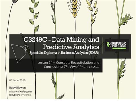 Data Mining And Predictive Analytics Lesson 14 Concepts