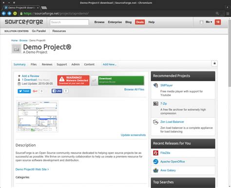 Sourceforge Now Scans All Projects For Malware And Displays Warnings On Downloads Sourceforge