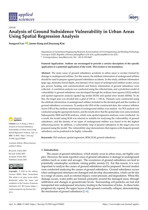 Pdf Analysis Of Ground Subsidence Vulnerability In Urban Areas Using