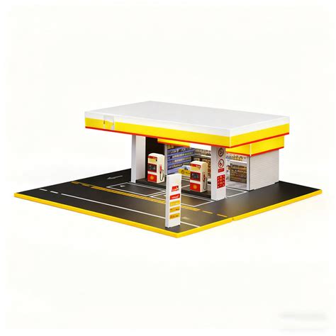 164 Scale Gas Station Diorama Model Without Vehicles And Mini Figures