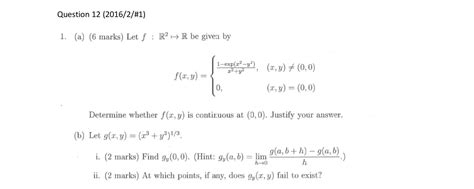 question 12 2016 2 1 1 a 6 marks let f r2 r be given by f x y