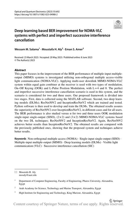 Pdf Deep Learning Based Ber Improvement For Noma Vlc Systems With