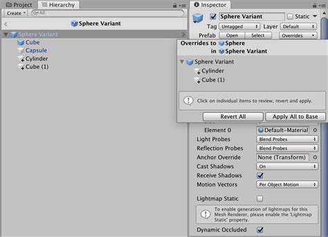 プレハブの親子関係とNested PrefabsとPrefab Variants ゲームの作り方