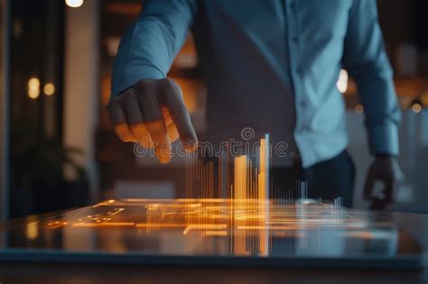 A Person Interacts With A Digital Interface Displaying Data Visualizations Stock Illustration