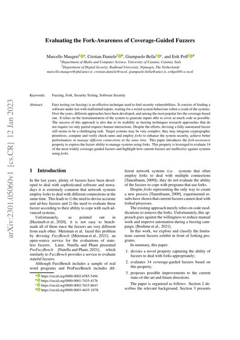 Pdf Evaluating The Fork Awareness Of Coverage Guided Fuzzers