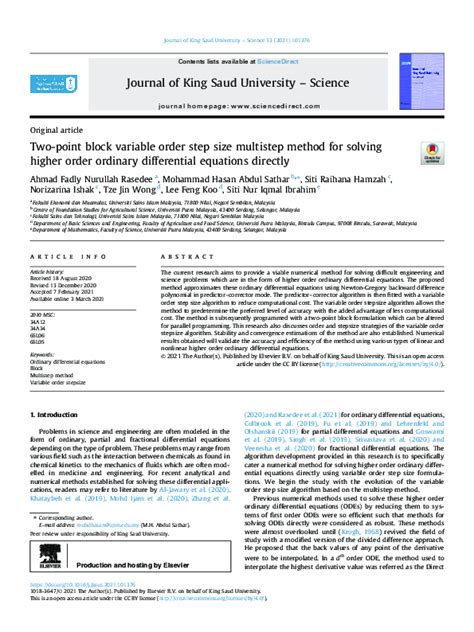 Pdf Two Point Block Variable Order Step Size Multistep Method For