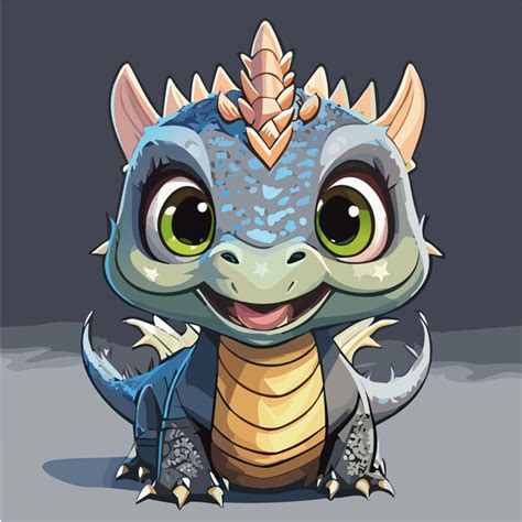 귀여운 아기 드래곤 터 프리미엄 벡터