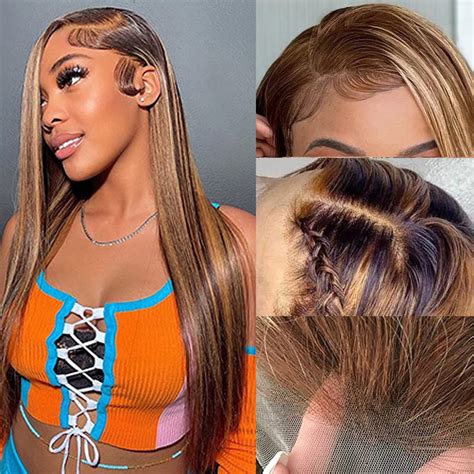 427 Highlight Lace Front Wigs Human Hair 13x4 Straight