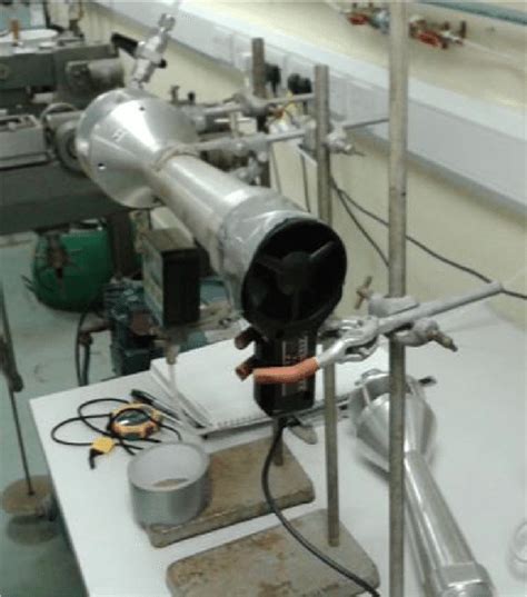 the experimental set up utilising the vane anemometer to measure the