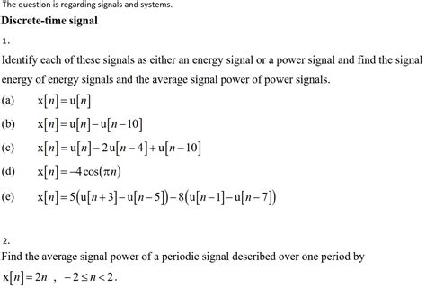 Solved The Question Is Regarding Signals And Systems